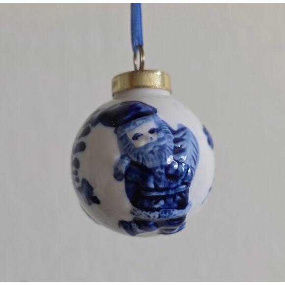 Unknown | Holiday | Blue White Porcelain Santa Ornament Delft Style ...